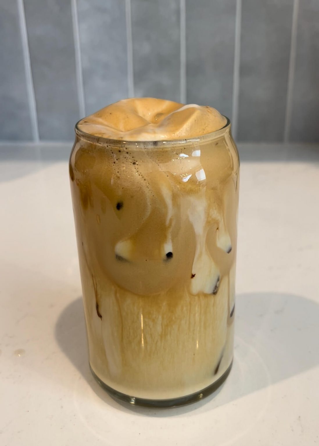 Easy Upside Down Iced Dalgona Coffee Recipe - What The Froth