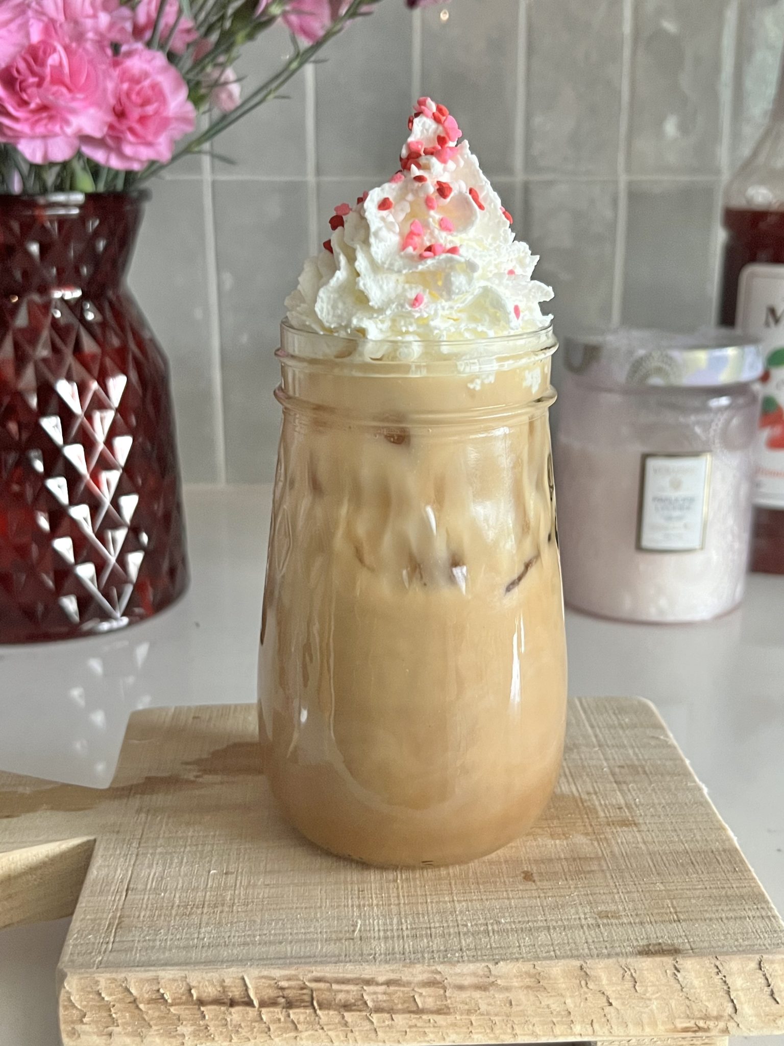 Easy & Delicious Iced White Chocolate Strawberry Mocha - What The Froth
