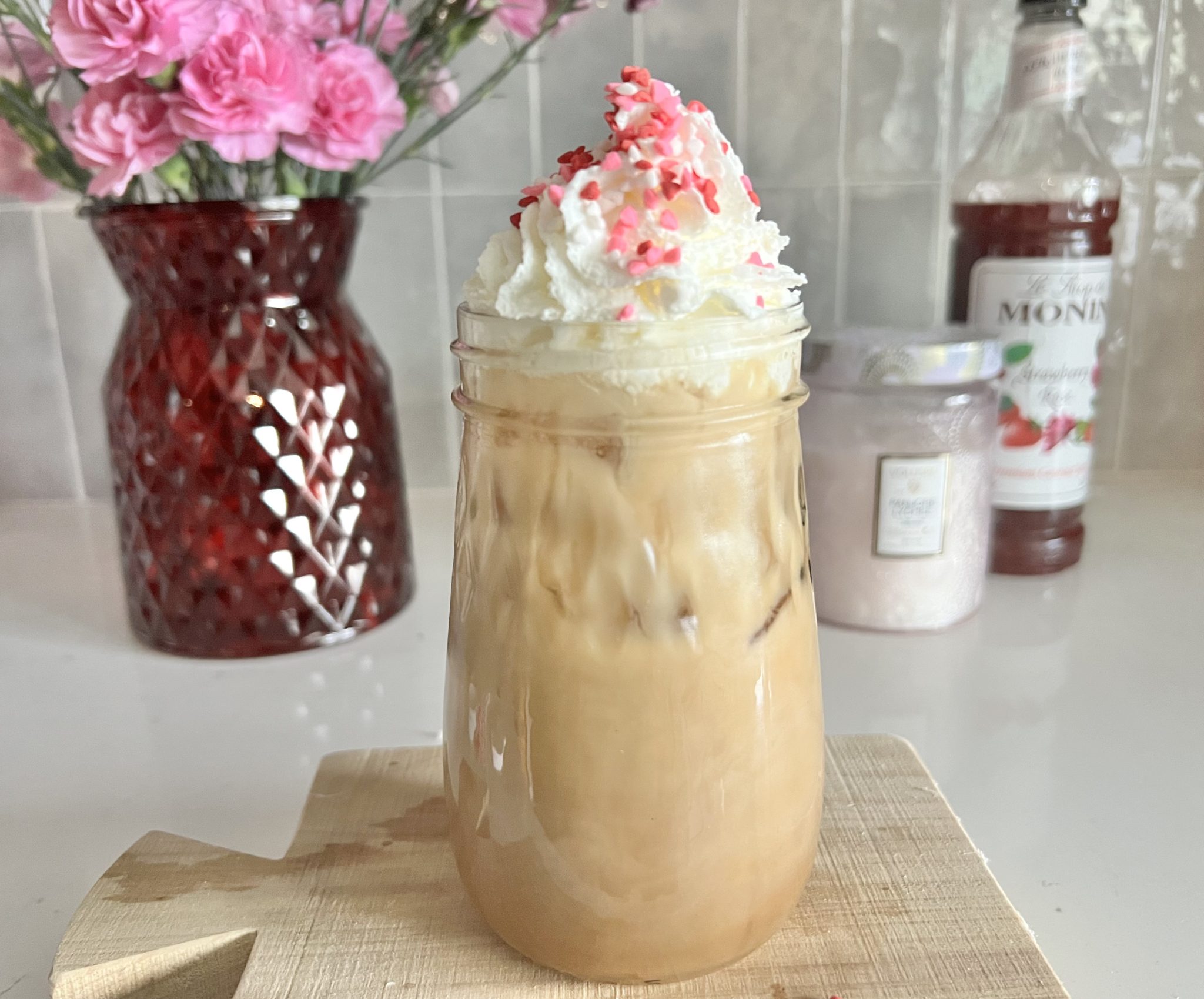 Easy & Delicious Iced White Chocolate Strawberry Mocha - What The Froth